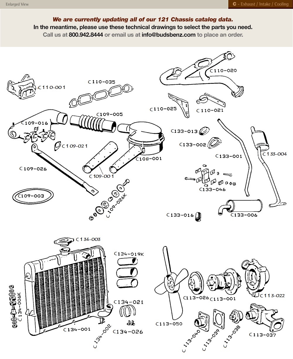 Bud's Benz : Catalog : 190 SL : C - Exhaust / Intake / Cooling